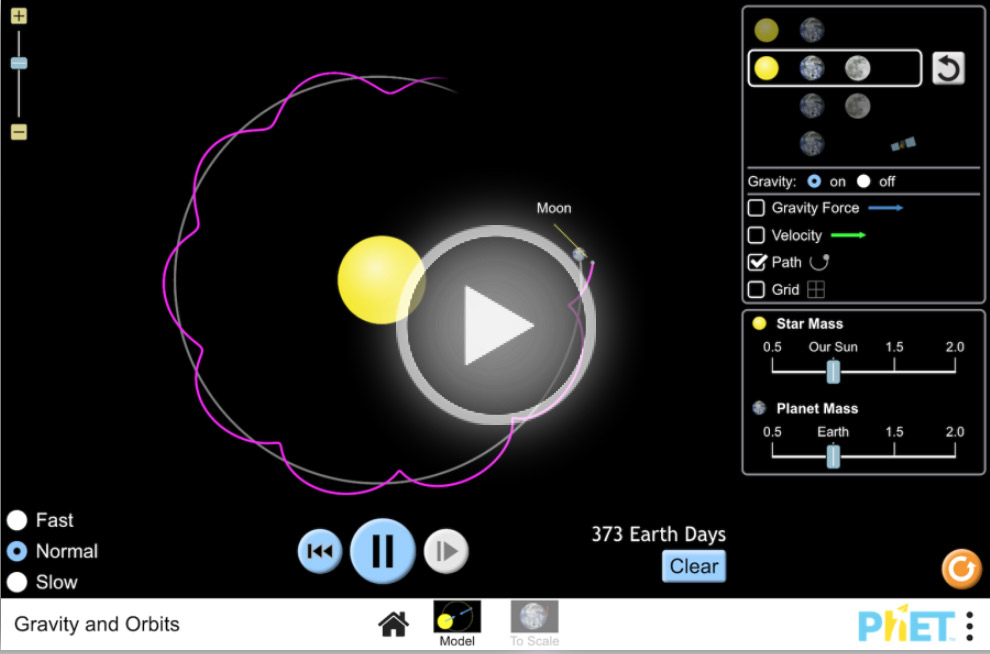 PHET Simulation On Gravity And Orbits NASA Solar System Exploration